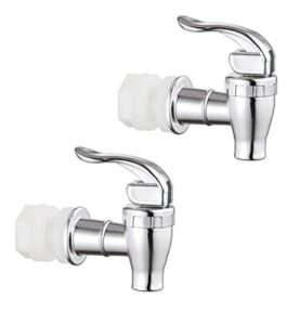 walkinginrain replacement spigot for beverage dispenser,push style spigots,water dispenser replacement spout silver 2 pack