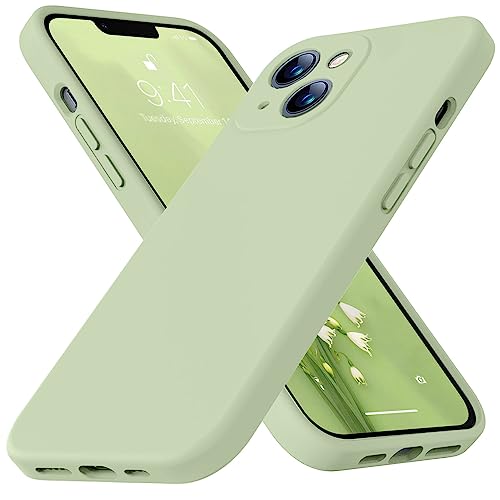 Ktele Compatible with iPhone 13 Case 6.1 inch Premium Liquid Silicone [Soft Microfiber Lining Anti-Scratch] Gel Rubber Full-Body Bumper Protection Camera Protect Case-Matcha