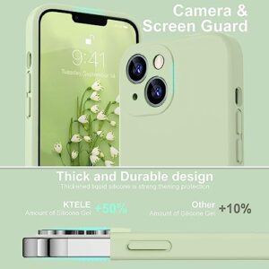 Ktele Compatible with iPhone 13 Case 6.1 inch Premium Liquid Silicone [Soft Microfiber Lining Anti-Scratch] Gel Rubber Full-Body Bumper Protection Camera Protect Case-Matcha