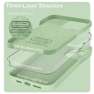 Ktele Compatible with iPhone 13 Case 6.1 inch Premium Liquid Silicone [Soft Microfiber Lining Anti-Scratch] Gel Rubber Full-Body Bumper Protection Camera Protect Case-Matcha