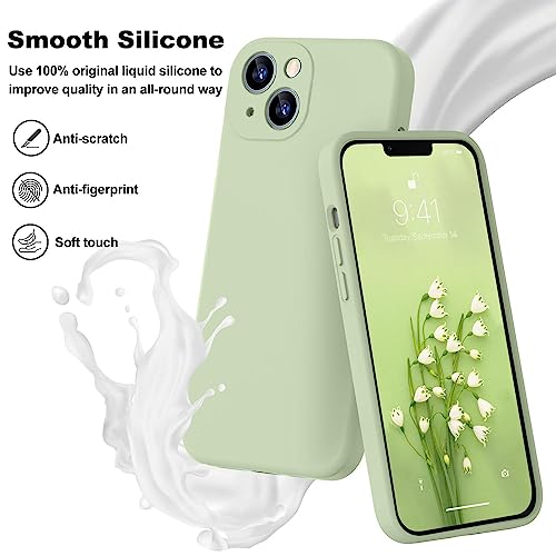 Ktele Compatible with iPhone 13 Case 6.1 inch Premium Liquid Silicone [Soft Microfiber Lining Anti-Scratch] Gel Rubber Full-Body Bumper Protection Camera Protect Case-Matcha