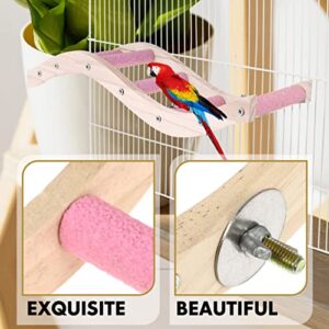 Parrot Ladder Toy Bird Wooden Ladder Bridge Parrot Exercise Climbing Ladder Cage Branch Toys for Small Conures Macaws Parakeets Parrots Love Birds Finches Pink