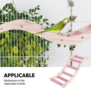 Parrot Ladder Toy Bird Wooden Ladder Bridge Parrot Exercise Climbing Ladder Cage Branch Toys for Small Conures Macaws Parakeets Parrots Love Birds Finches Pink