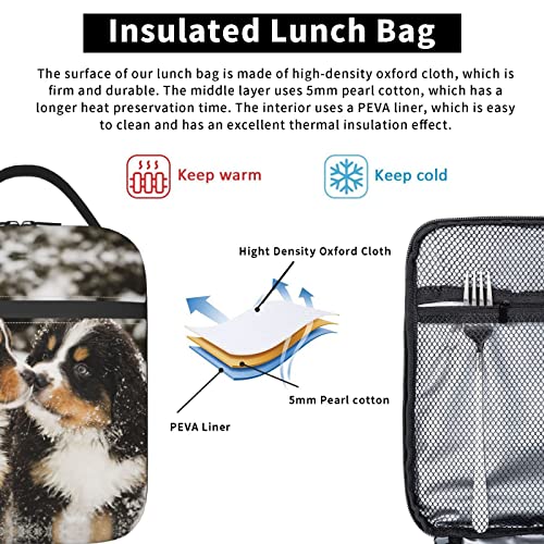 Wzialfpo Bernese Mountain Dog Portable Lunch Bag For Boys And Girls,Lunch Box Tote Bag Soft Handbag,Thick Insulated Cooler Bag Lunchbag For Men Women Teens Work Outdoor Travel Picnic