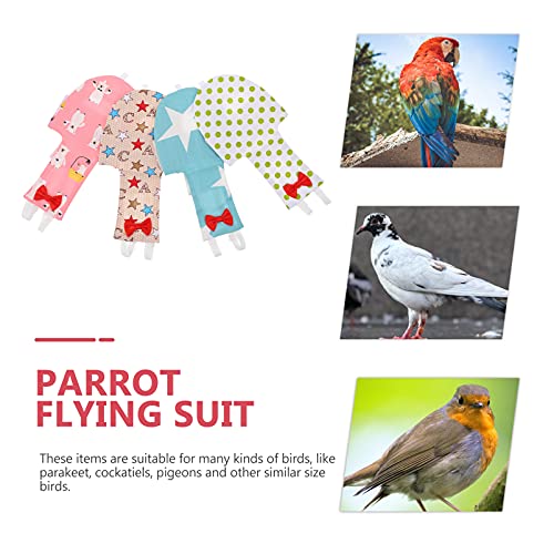 VILLCASE Budgie Diaper 4 Pack Reusable Bird Flight Suit- Breathable Bird Diaper, Bird Clothes with Bowtie Decor, Bird Pee Pads for Parakeet Parrot Canary Budgie Macaw (Size XL) Bird Flight Suit