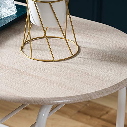 VINGLI 3 Piece Dining Set,Small Kitchen Table Set for 2,Breakfast Table Set,Kitchen Wooden Table and 2 Chairs for Small Space/Dining Room/Apartment,Metal Frame,Wine Rack,White&Light Oak