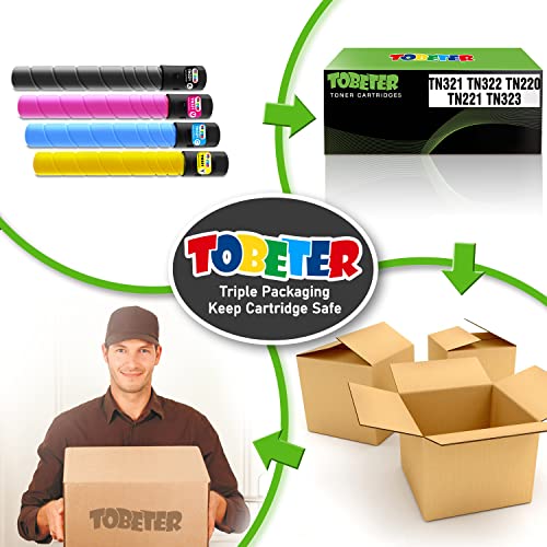 ToBeter Compatible TN321 Toner Replacement for Konica TN-321 TN321K TN321C TN321M TN321Y Toner Cartridge for Minolta Bizhub C224 C224E C284 C284E C364 C364E Printers (BK/C/M/Y, High Yield, 4 Pack)