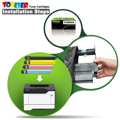 ToBeter Compatible Toner Cartridge Set Replacement for Ricoh MP C6003 841849 841852 841851 841850 Use for Ricoh Aficio MPC4503 C4504 C5503 C5504 C6003 C6004 Series Printer (4-Pack)