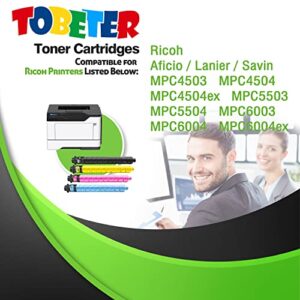 ToBeter Compatible Toner Cartridge Set Replacement for Ricoh MP C6003 841849 841852 841851 841850 Use for Ricoh Aficio MPC4503 C4504 C5503 C5504 C6003 C6004 Series Printer (4-Pack)