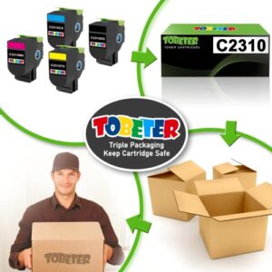 ToBeter Remanufactured C2310 Toner Replacement for Lexmark C2310K0 C2310C0 C2310M0 C2310Y0 Toner Cartridge for C2325 C2425 C2535 MC2425 MC2535 MC2640 (Black Cyan Magenta Yellow)