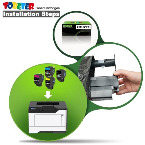 ToBeter Remanufactured CS317 Toner Replacement for Lexmark 71B10K0 71B10C0 71B10M0 71B10Y0 Toner Cartridge for CS317 CX317 CS417 CX417 CS517 CX517 CX628de CX629 Printer (Black Cyan Magenta Yellow)