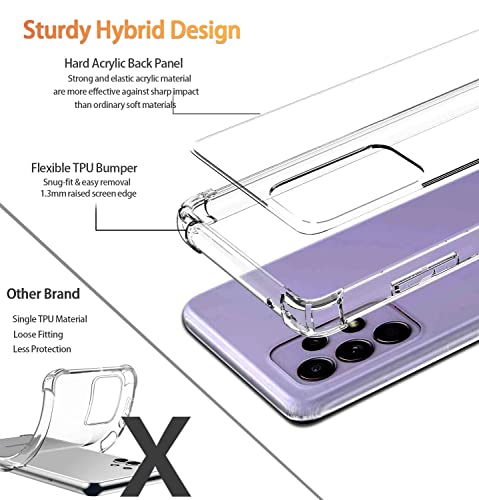 KIOMY Clear Case for Galaxy A53 5G [Anti-Yellow] Hybrid Hard PC + Flexible TPU Frame, Enhanced Corner Shockproof Slim Transparent Cover