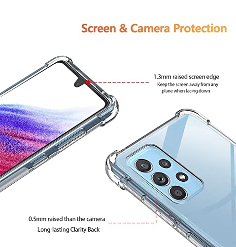 KIOMY Clear Case for Galaxy A53 5G [Anti-Yellow] Hybrid Hard PC + Flexible TPU Frame, Enhanced Corner Shockproof Slim Transparent Cover