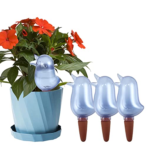 4 Pack Self Watering Spikes, Indoor Plant Watering Globes, Bird Shape Automatic Irrigation Spikes, Self-Watering Terracotta Spikes, Plant Watering Devices（Blue）