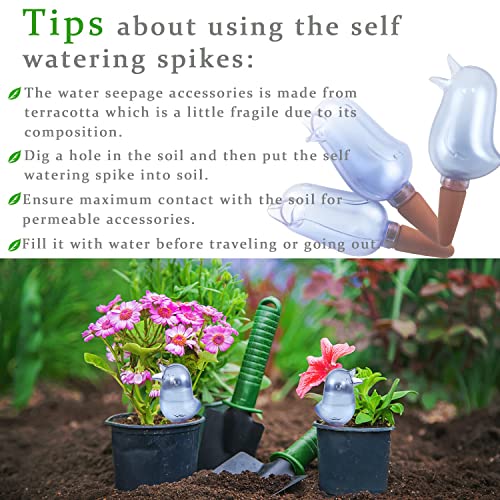 4 Pack Self Watering Spikes, Indoor Plant Watering Globes, Bird Shape Automatic Irrigation Spikes, Self-Watering Terracotta Spikes, Plant Watering Devices（Blue）