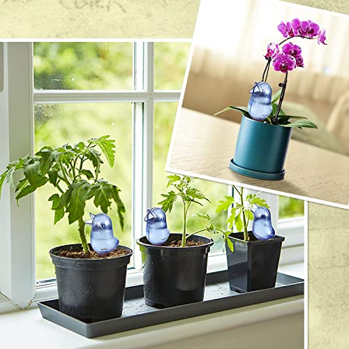 4 Pack Self Watering Spikes, Indoor Plant Watering Globes, Bird Shape Automatic Irrigation Spikes, Self-Watering Terracotta Spikes, Plant Watering Devices（Blue）