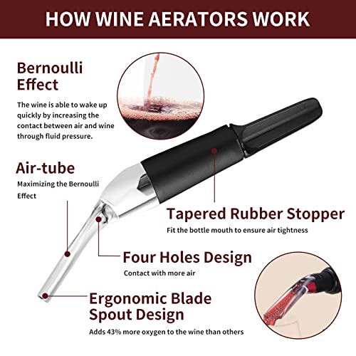 Wine Aerator Pourer Spout, KITVINOUS Blade-Shape Decanter Spout for Maximum Oxygen Amount