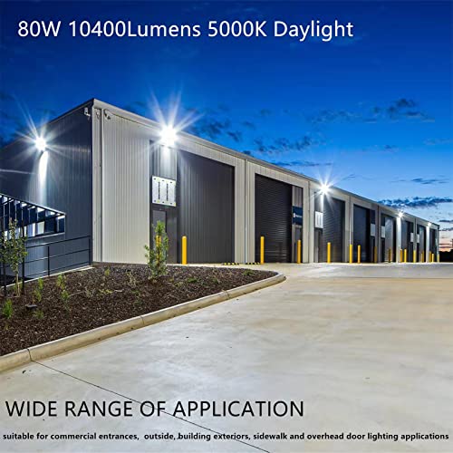 80W LED Wall Pack Light with Dusk to Dawn Photocell,10500LM 5000K Daylight ,AC100-277V Input,500W HPS/HID Replacement, Waterproof Commercial Security Lighting for Warehouses, Garage,ETL Listed