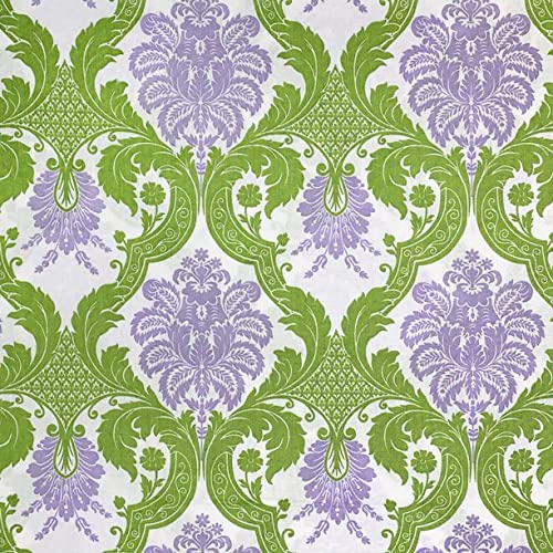 RTC Fabric, Cotton 44" Damask Lilac Color Sewing Fabric by The Yard