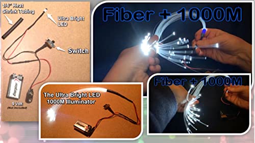 Fiber Optic Lighting Filament & LED Illuminator for Crafts & Modeling: Hobby Spool Combo Pack 200