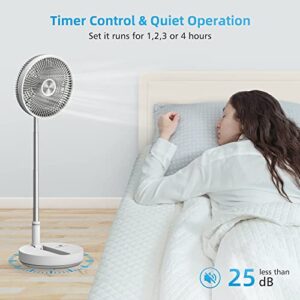 CooCoCo 10" Foldable Portable Fan, 7200mAh Battery Operated Rechargeable Fan, Height Adjustable Oscillating Fan with Remote Control Standing Fan for Bedroom,Cordless Quiet Travel Fan, Home, Office