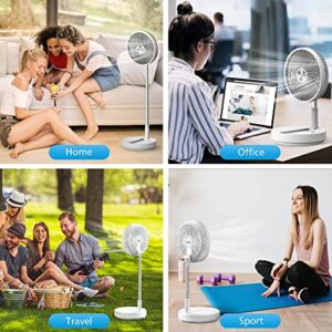 CooCoCo 10" Foldable Portable Fan, 7200mAh Battery Operated Rechargeable Fan, Height Adjustable Oscillating Fan with Remote Control Standing Fan for Bedroom,Cordless Quiet Travel Fan, Home, Office