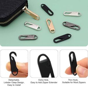 Zipper Pull Replacement, 8 Pieces Detachable Zipper Pull Tabs for Luggage Clothing Jackets Backpacks Boots Purse Coat(Silver, Black, Gold, Gun Black)