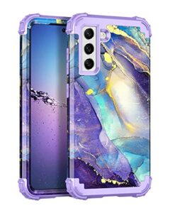 rancase for galaxy s21 fe 5g case,three layer heavy duty shockproof protection hard plastic bumper +soft silicone rubber protective case for samsung galaxy s21 fe 5g,purple