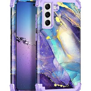 Rancase for Galaxy S21 FE 5G Case,Three Layer Heavy Duty Shockproof Protection Hard Plastic Bumper +Soft Silicone Rubber Protective Case for Samsung Galaxy S21 FE 5G,Purple