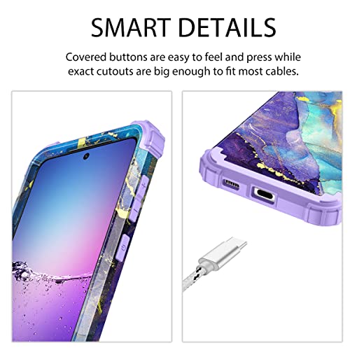 Rancase for Galaxy S21 FE 5G Case,Three Layer Heavy Duty Shockproof Protection Hard Plastic Bumper +Soft Silicone Rubber Protective Case for Samsung Galaxy S21 FE 5G,Purple