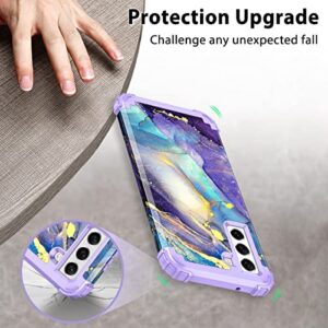 Rancase for Galaxy S21 FE 5G Case,Three Layer Heavy Duty Shockproof Protection Hard Plastic Bumper +Soft Silicone Rubber Protective Case for Samsung Galaxy S21 FE 5G,Purple