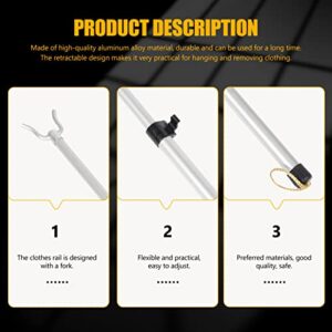 YARDWE Long Stick Pole with Hook, Long Reach Stick with Hook Closet Pole Retractable Reach Sticks Long Reach Closet Pole with Hook for Closet Rod, Shelf