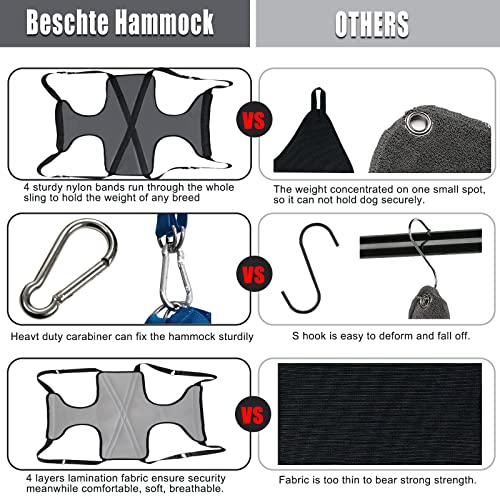 Dog Cat Pet Grooming Hammock Nail Trimming Kit, Dog Hanging Harness Cat Restraint for Nail Clipping, Dog Grooming Sling Hanger Set Supplies with Nail Clipper,Dog Muzzle,Nail File,Metal Comb (Grey-XS)