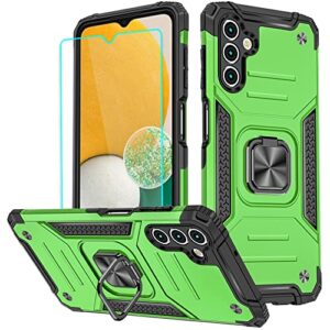 for samsung a13 5g case, galaxy a13 5g case with screen protector, 360°military grade rotatable kickstand (heavy duty) protective cases for samsung galaxy a13 5g (green)