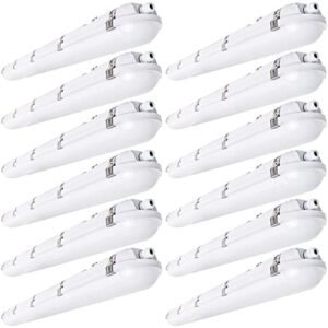 4ft led vapor tight lights, 3cct 3000k-4000k-5000k, 60w/50w/40w wattage selectable vapor proof light, 5200lm led shop light for warehouses car wash, walk-in freezer, 100-277v, ul&dlc listed (12-pack)