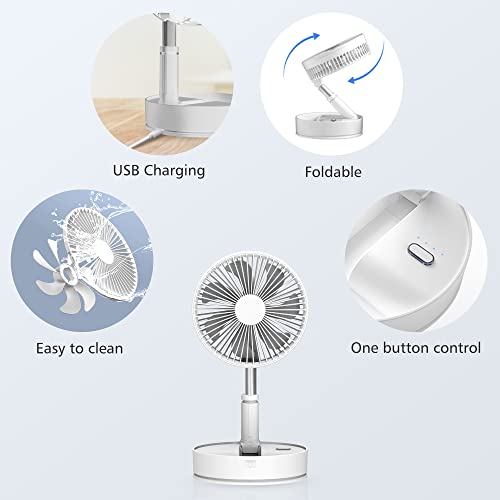 CooCoCo Rechargeable Oscillating Standing Fan with Remote Control,4 Speed Settings & 7200mAh Battery,Portable Fan,USB Desk Fan,Ideal Gift for Bedroom,Office,Travel,Camping and Outdoor Activities