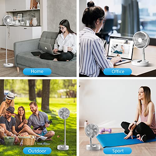 CooCoCo Rechargeable Oscillating Standing Fan with Remote Control,4 Speed Settings & 7200mAh Battery,Portable Fan,USB Desk Fan,Ideal Gift for Bedroom,Office,Travel,Camping and Outdoor Activities