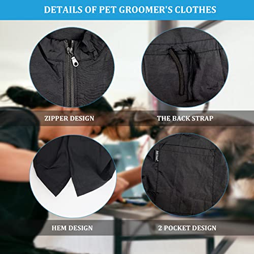 Pet Grooming Work Clothes with Full Zipper Anti-Static Cat Dog Grooming Pet Grooming Smock for Dog Cat Grooming Shop (M)