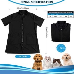 Pet Grooming Work Clothes with Full Zipper Anti-Static Cat Dog Grooming Pet Grooming Smock for Dog Cat Grooming Shop (M)