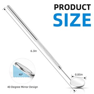 Annhua Dental Inspection Mirror Stainless Steel Anti-Fog Mouth Mirror Tool, Inspection Reflector Instrument Tools Curved Dental Mirror for Oral Care Tool and Makeup Mini Mirror