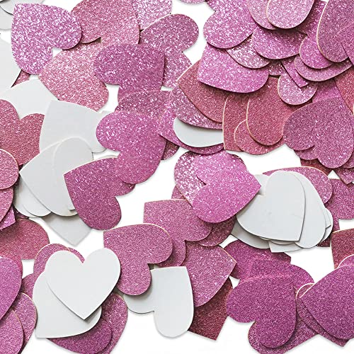 Valentine's Day Heart Confetti, 300pcs Valentines Day Glitter Paper Confetti for Valentine's Day Wedding Bridal Shower Bachelorett Party Decoration (White)