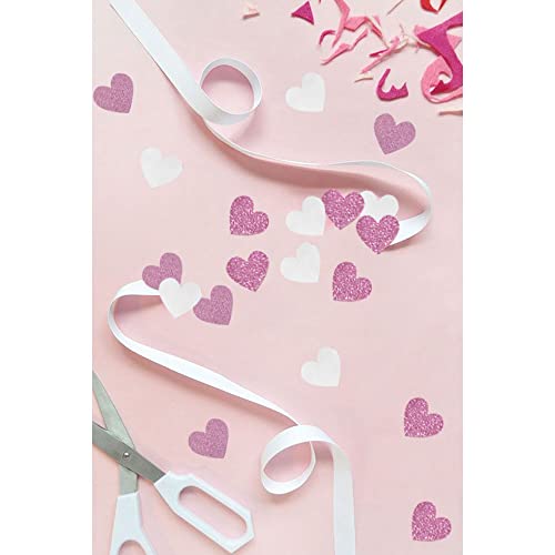 Valentine's Day Heart Confetti, 300pcs Valentines Day Glitter Paper Confetti for Valentine's Day Wedding Bridal Shower Bachelorett Party Decoration (White)