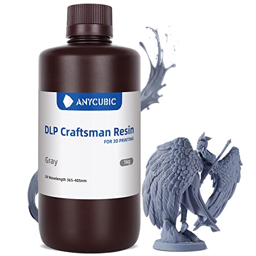 ANYCUBIC 3D Printer Resin, 365-405nm DLP UV-Curing Resin for Photon Ultra/Photon D2, High Precision and Fast Curing Craftsman Resin for DLP LCD SLA 3D Printing, 8K Capable (Grey, 1000g)