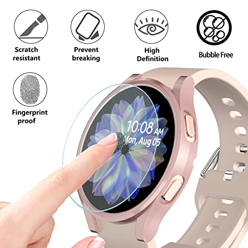 HASDON [6+6Pack] Screen Protector Case for Samsung Galaxy Watch 5 / Galaxy Watch 4 40mm, Bubble Free Tempered Glass Film + Waterproof Hard PC Bumper No Water Collected Protective Cover