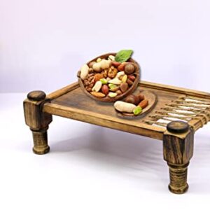 eSplanade Cot Charpai Khaat Serving Platter Tableware Serve-Ware for Home and Kitchen | Wood - 11.5" Inches - Brown