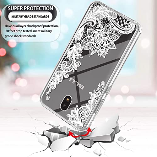 YJROP (3-Pack) for BLU View 2 Case, for BLU View 2 B130DL Case, Soft Clear TPU [Scratch-Resistant] Drop Silicone Bumper Protection Shockproof Phone Case Cover for BLU View 2 B130dl,Flower