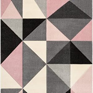 Well Woven Nia Blush & Grey Abstract Triangle Boxes Modern Area Rug 3x5 (3'11" x 5'3")