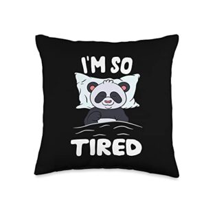 sleeping animals so tired i'm always tired sleeping panda bear i'm so tired throw pillow, 16x16, multicolor