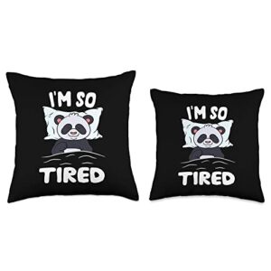 Sleeping Animals So Tired I'm Always Tired Sleeping Panda Bear I'm So Tired Throw Pillow, 16x16, Multicolor