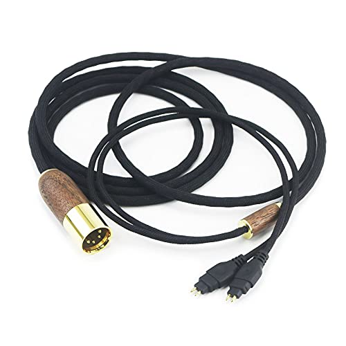 NewFantasia 10ft 4-pin XLR Balanced Cable 6N OCC Copper Silver Plated Cord Walnut Wood Shell Compatible with Sennheiser HD650, HD600, HD580, HD660S, HD58X, HD6XX Headphones